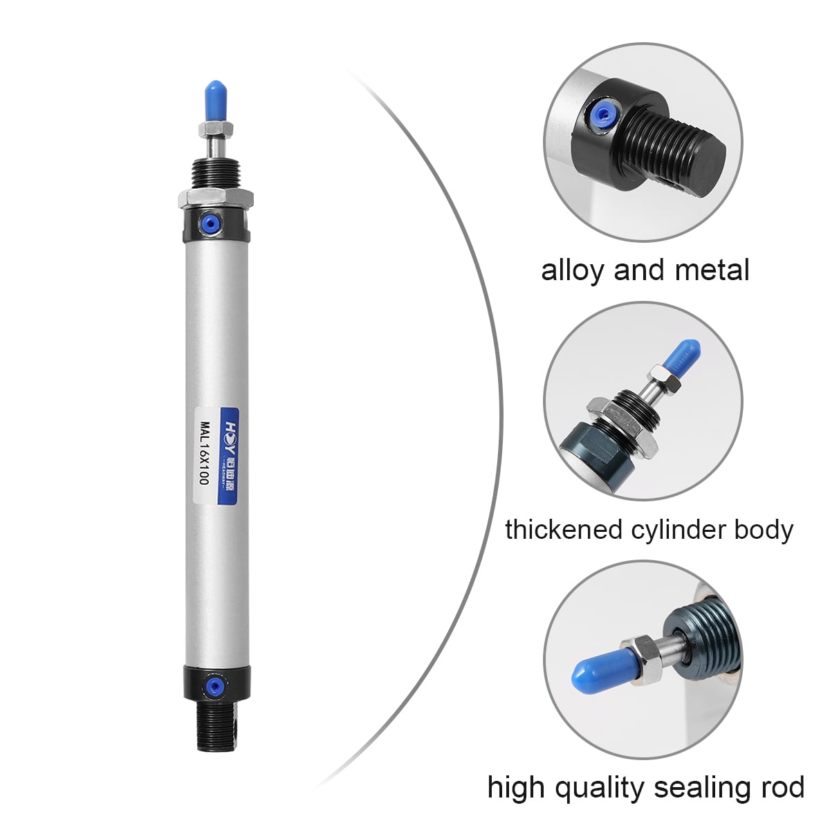 Raindrops 16mm Bore 100mm Stoke Pen Type Pneumatic Air Cylinder Double ...