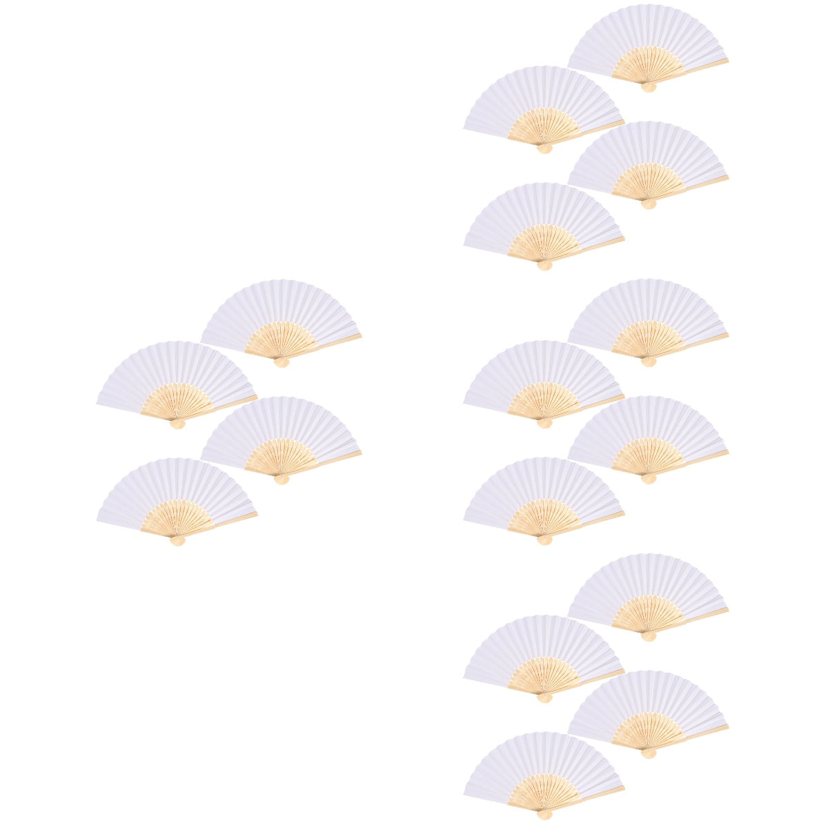 Raindrops 16 pcs Blank Handheld Fans Set White Chinese Paper Fans Round ...