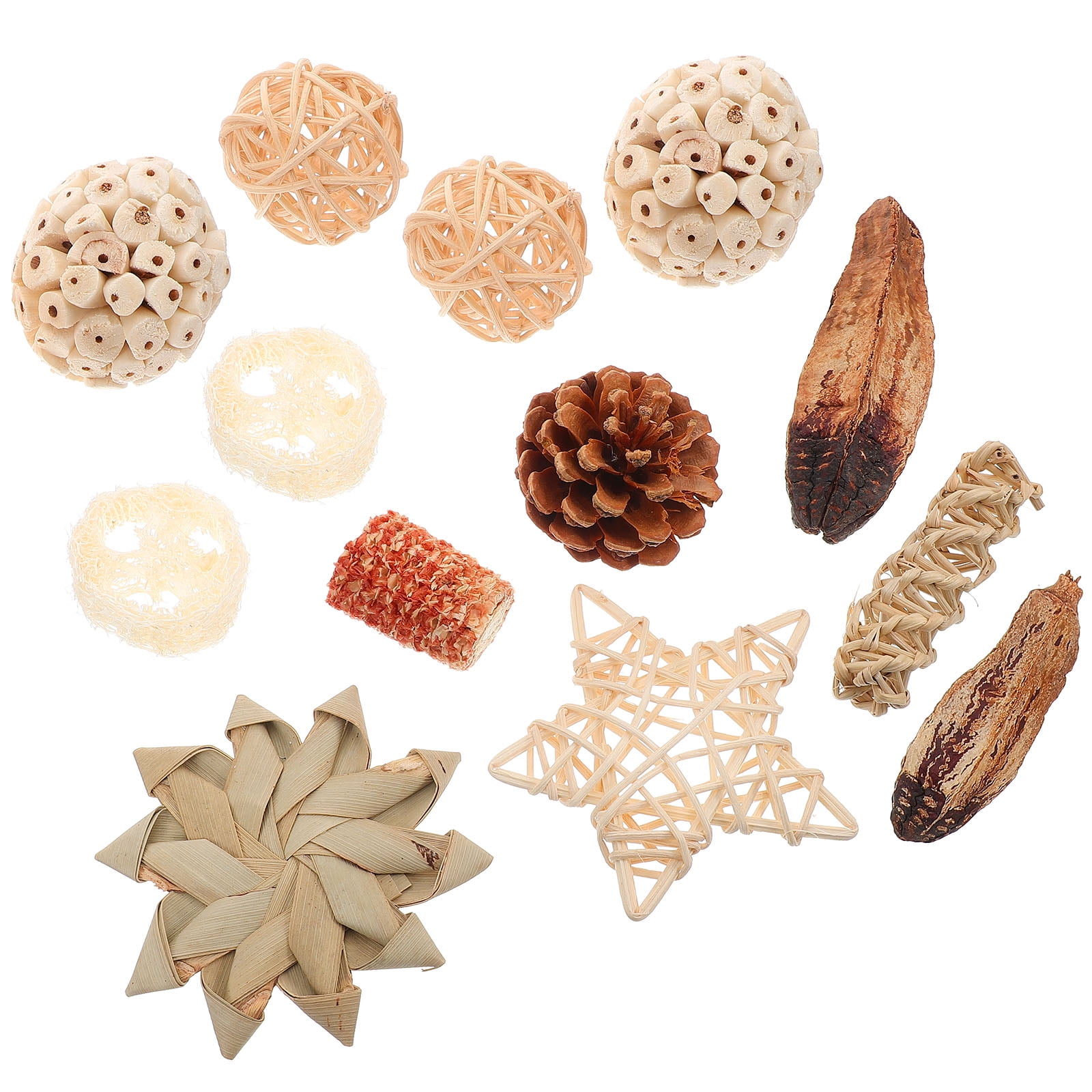Raindrops 16Pcs Bird Shredding Toys Assorted Color Rattan Pine Cone ...