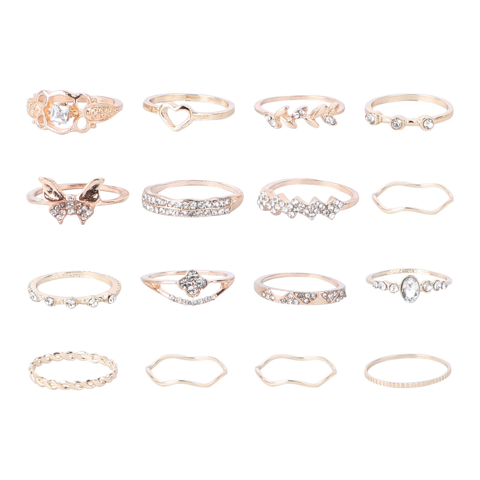 Raindrops 16pc Bohemian Vintage Stackable Midi Joint Finger Rings Set ...