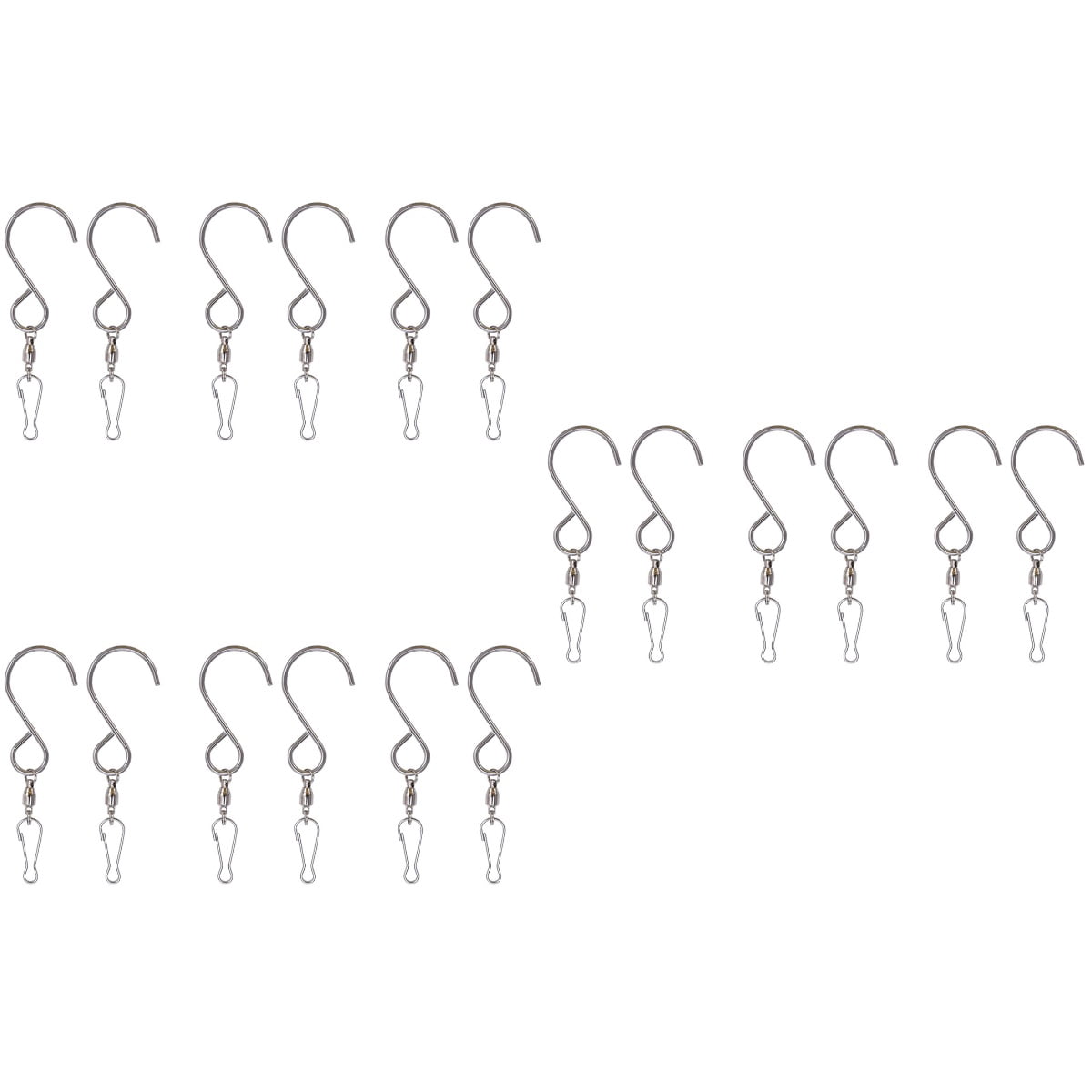 Raindrops 18 pcs Stainless Steel S-shaped Hook 360°Rotating Wind Bell ...