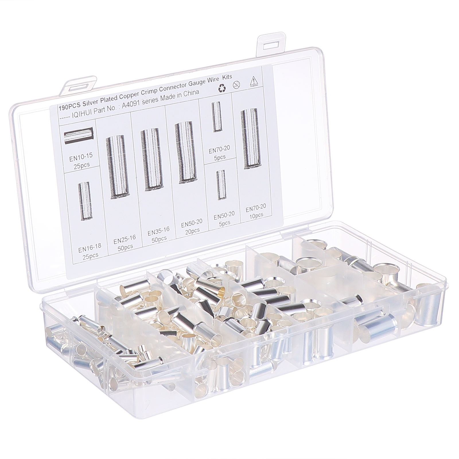 Raindrops 190 Pcs Wire Crimp Rope Sleeves Connectors Battery Terminals ...