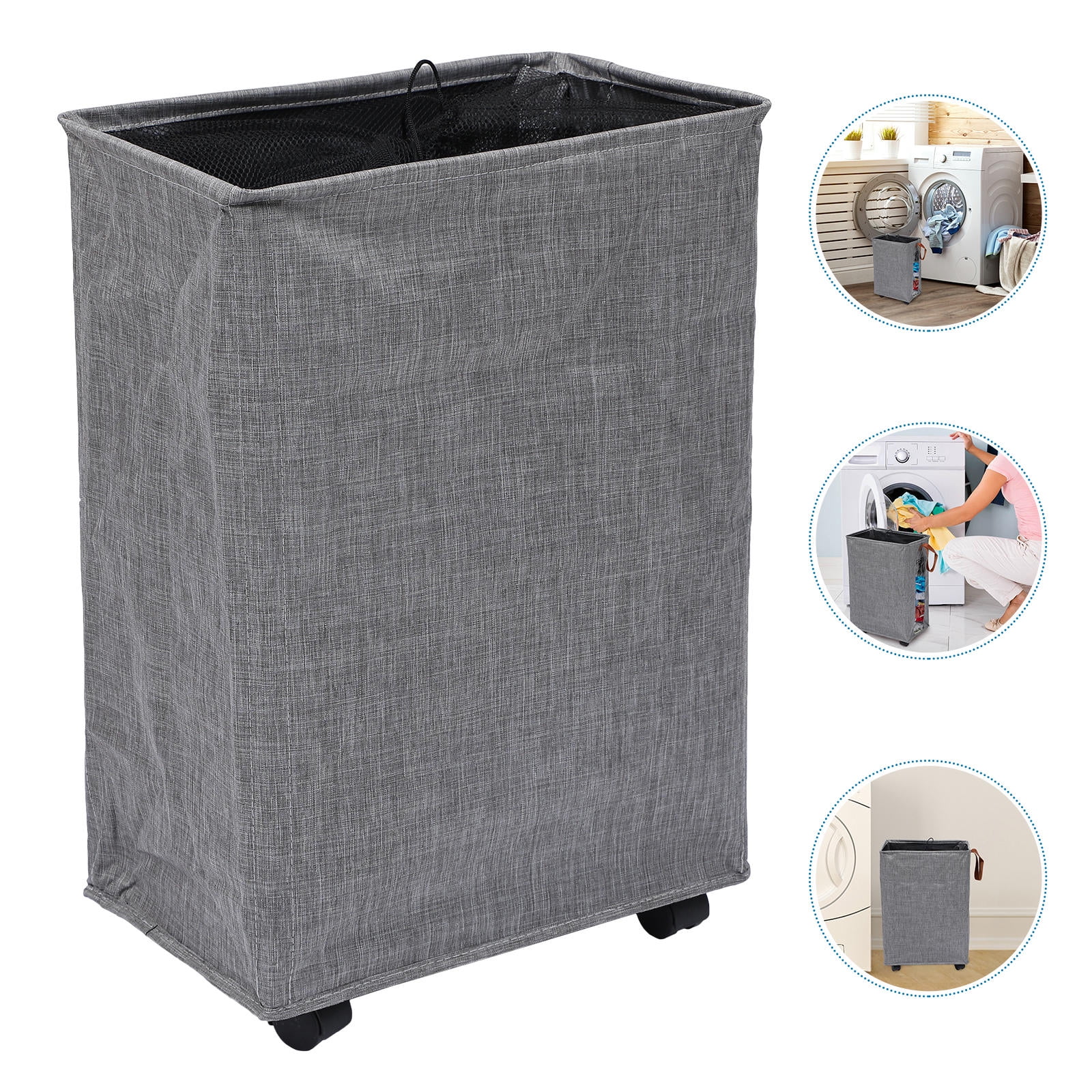 Raindrops 1Pack Foldable Laundry Basket with Wheels Rectangular ...