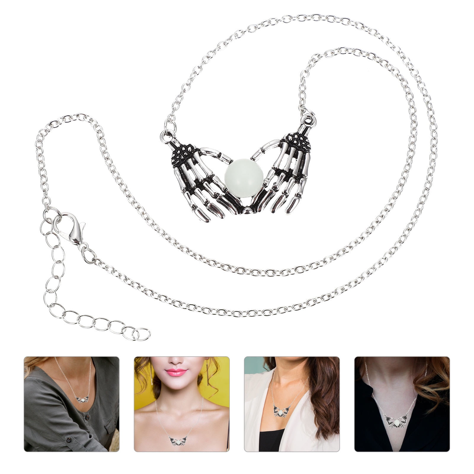 Raindrops 1Pack Multi Color Gothic Style Skeleton Hand Necklace for Women Ideal for Festive ...