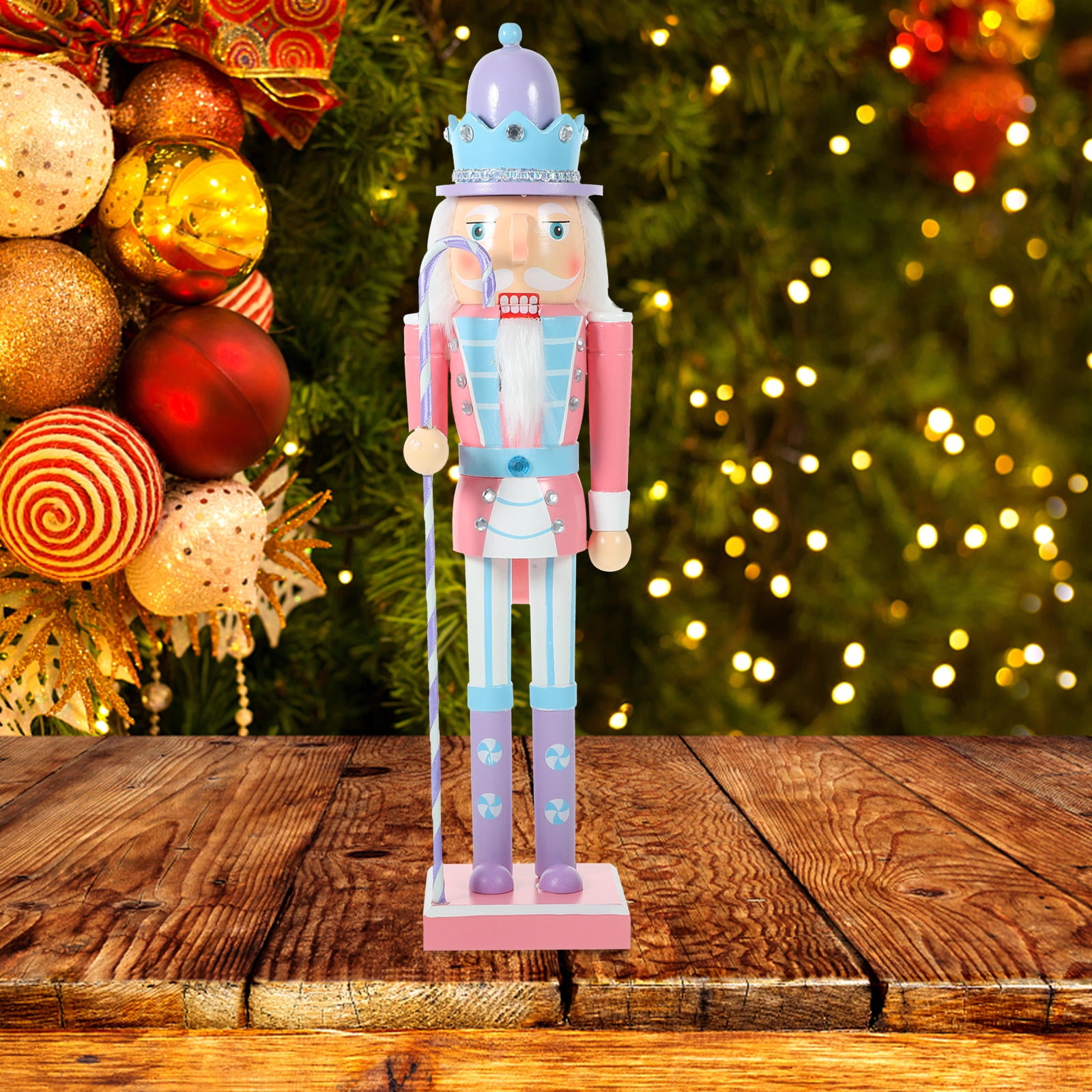 Raindrops 1Pack Nutcracker Decor Pink Wood Statue Traditional Nutcracker Shape for Holidays 38 ...