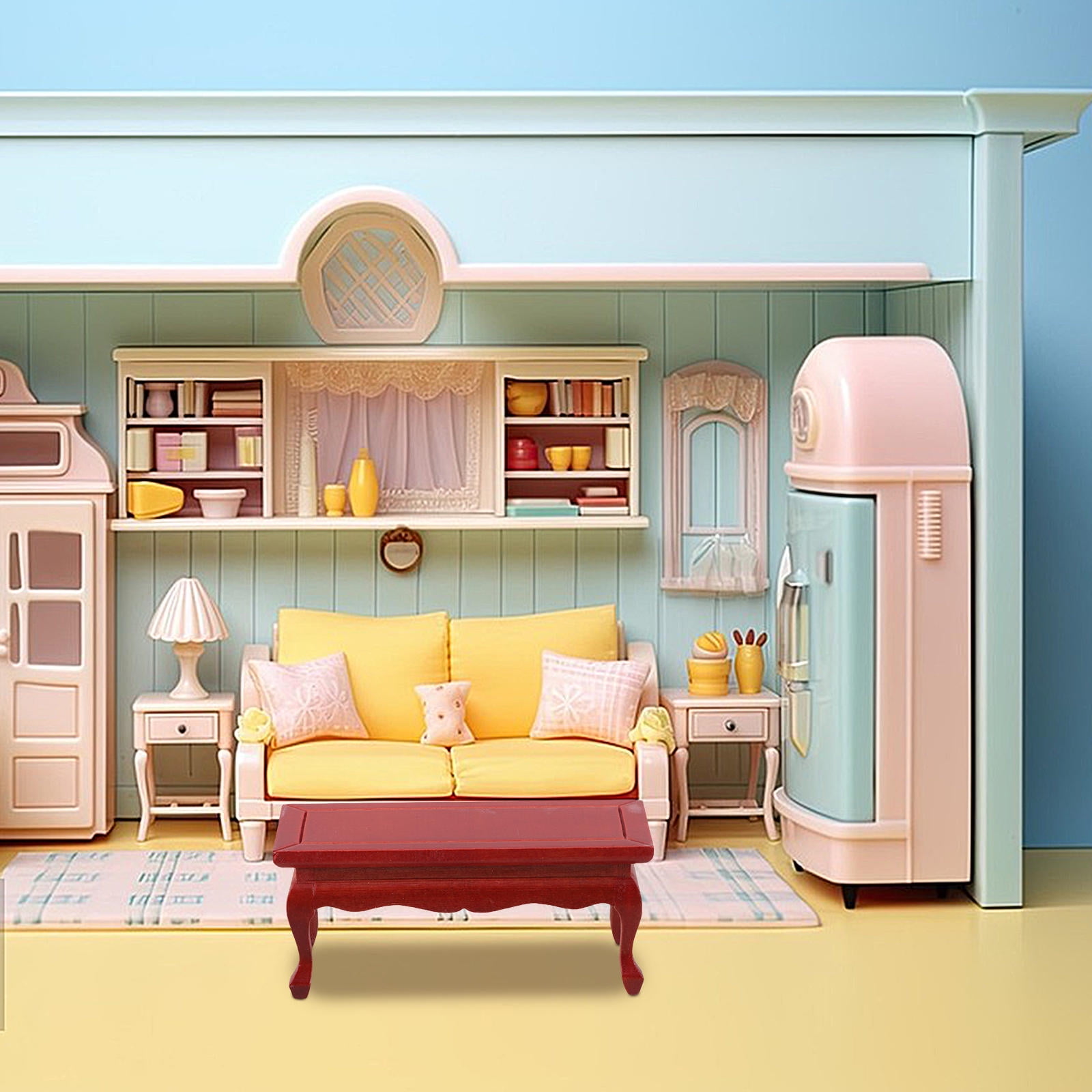 Raindrops 1Pc 1:12 Mini Coffee Table Solid Wood Table Model Desk Model ...