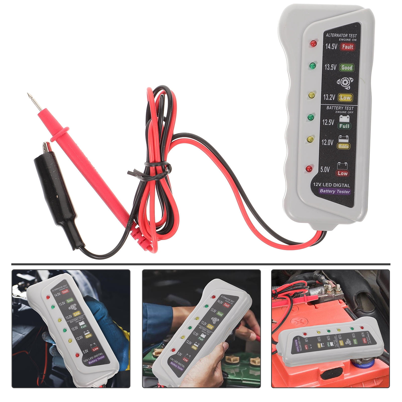 Raindrops 1Pc Car Charging System Tester Plastic Light Grey for ...