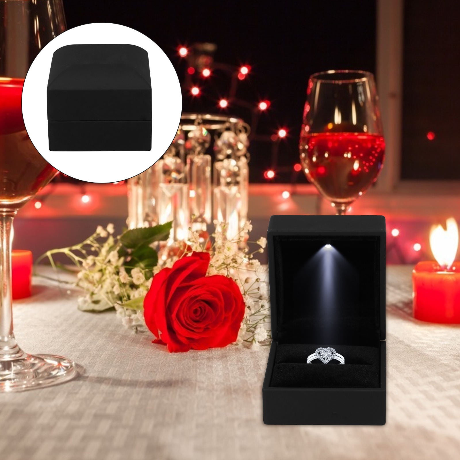 Raindrops 1Pcs LED Lighted Ring Box for Proposal and Anniversary 6 ...
