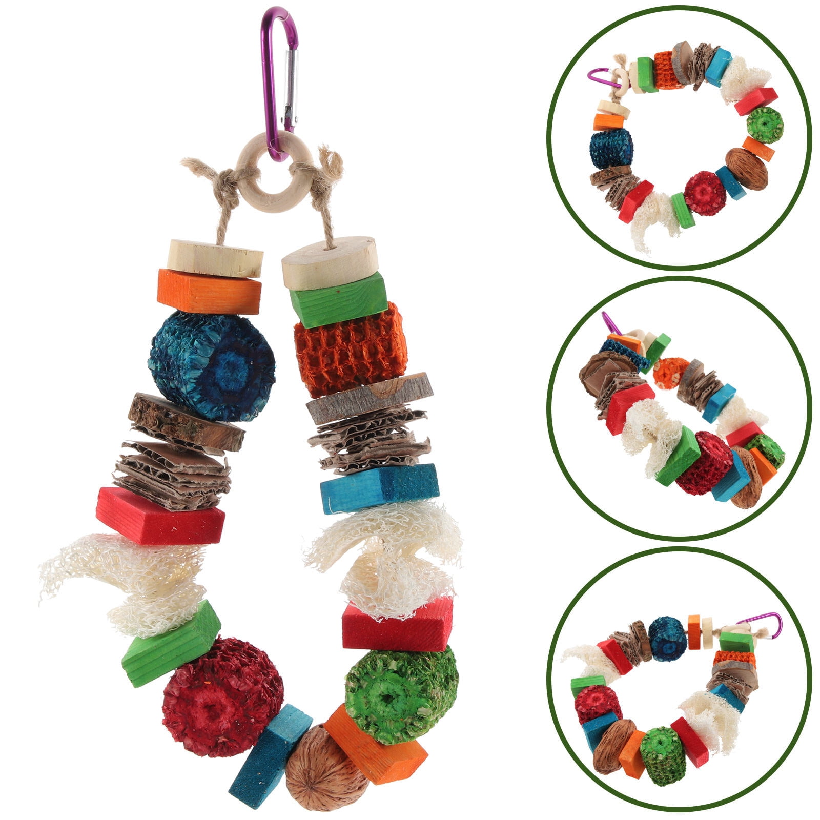 Raindrops 1Pcs Multi-Colored Wooden Parrot Foraging Toy for Cage ...