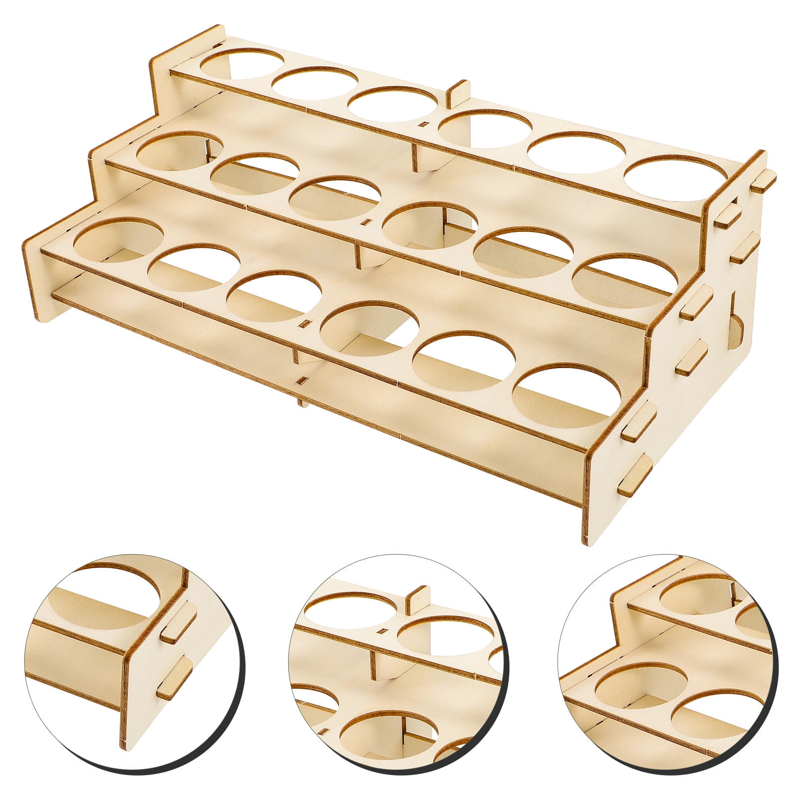 Raindrops Beige Wood Paint Rack Storage Multi Compartmentalized Pigment ...