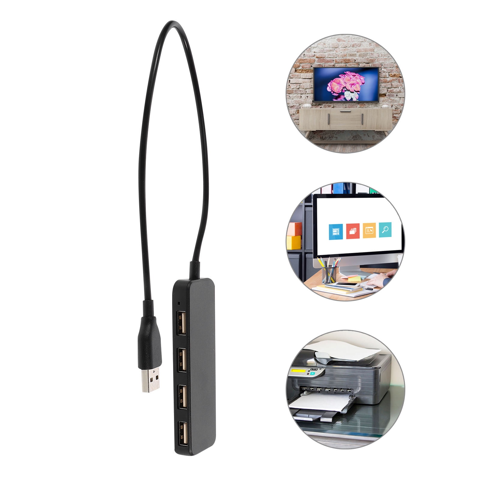 Raindrops 1Set 40.00X3.00X1.00cm Black Multi-Port Splitter USB Hub with ...