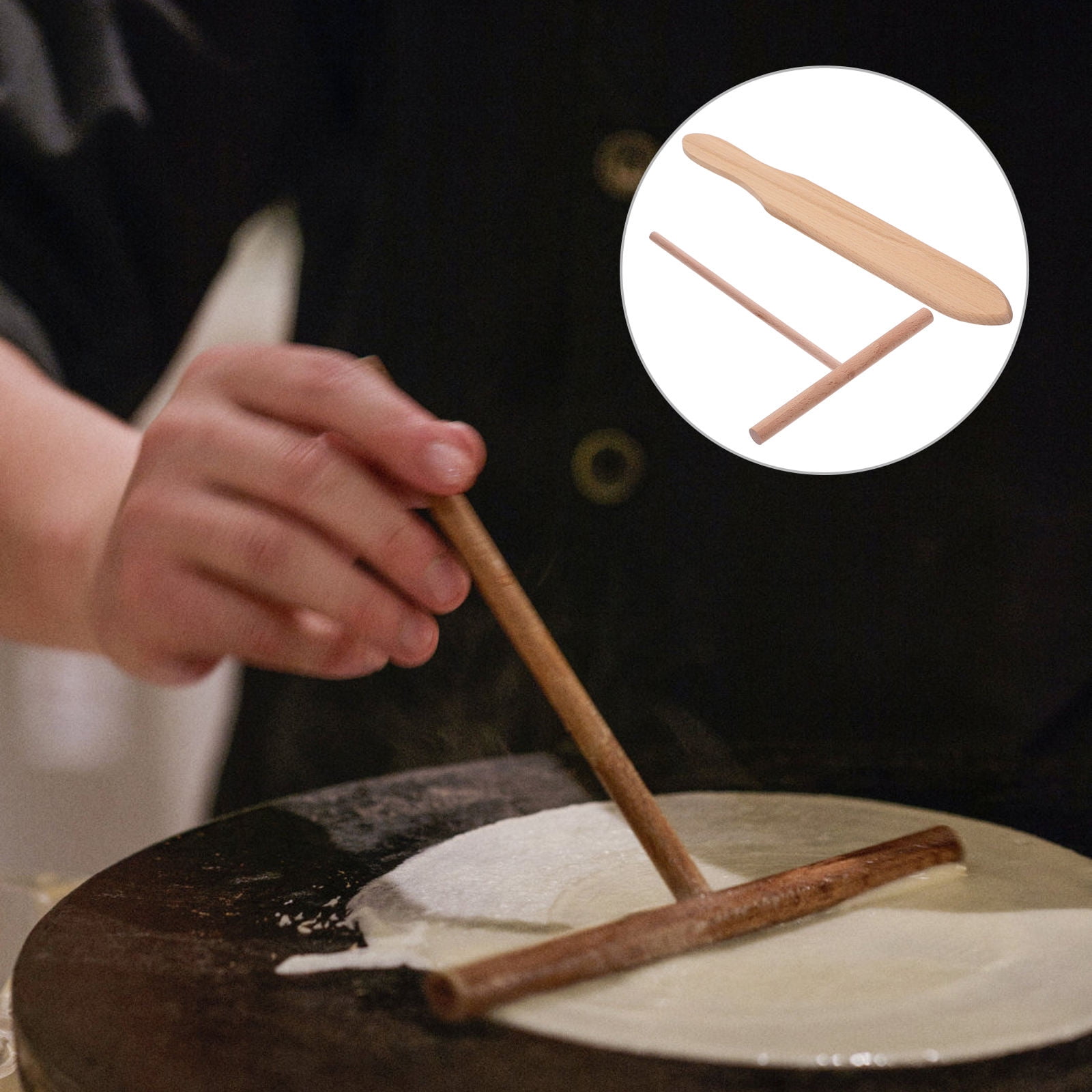 Raindrops 1Set Crepes Spreader Tool Khaki Wood Spade Shape Non-stick ...