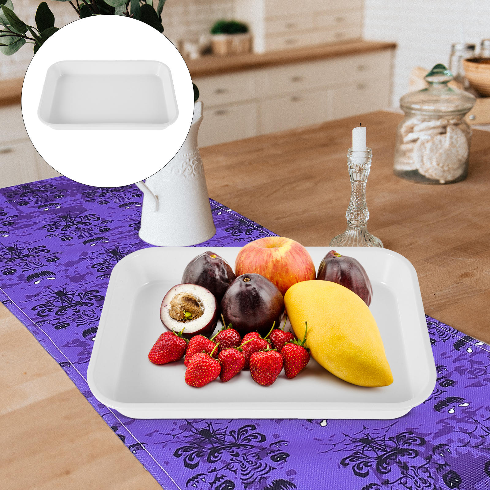 Raindrops White Rectangle Snack Tray for Home Use, Food Presentation ...