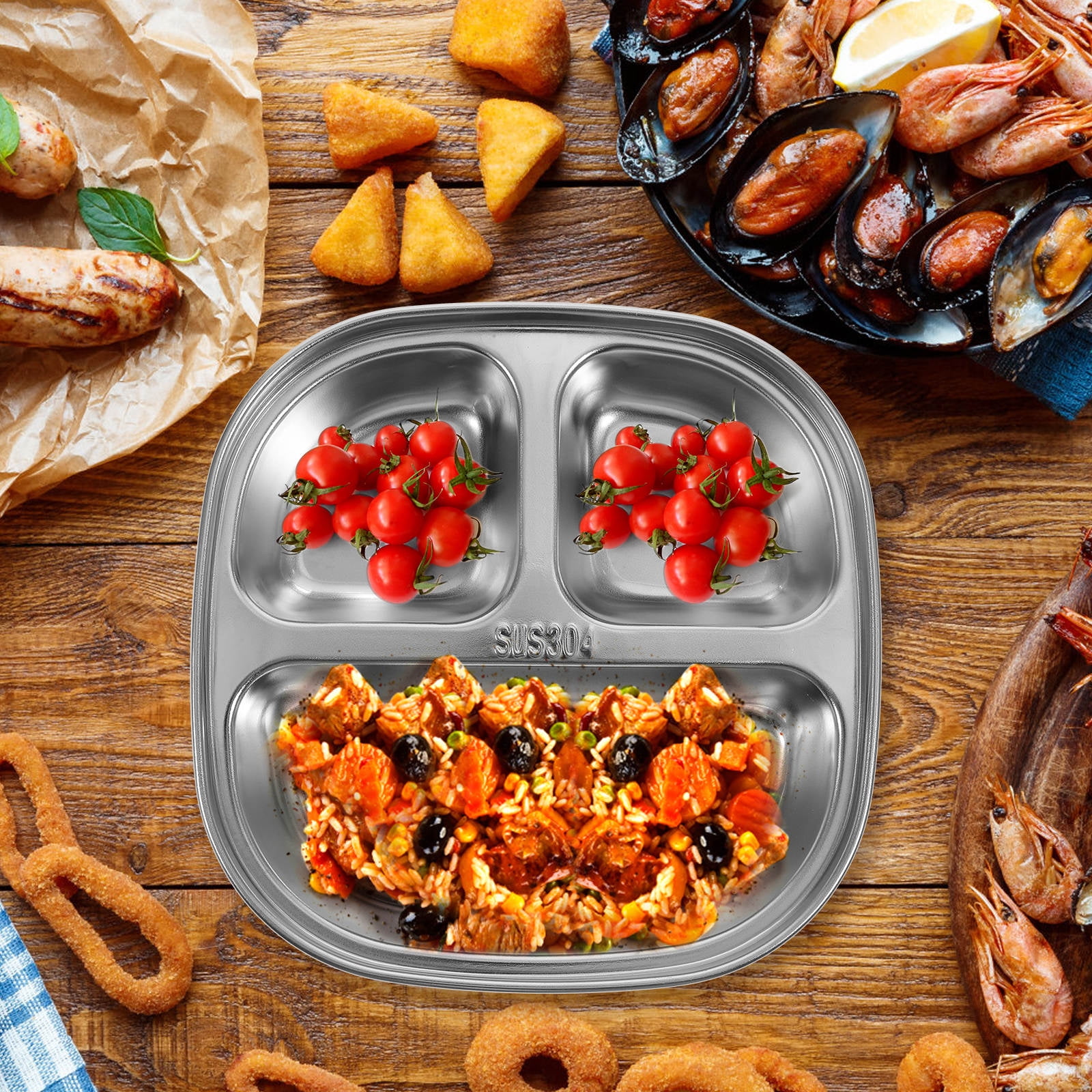 Raindrops 1Set Multi-Grid Design Food Plate With Odor Prevention For ...