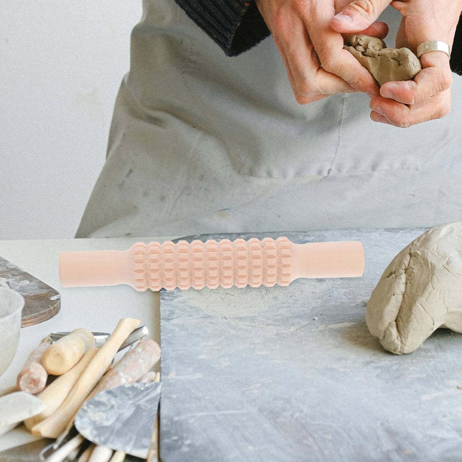 Raindrops Pottery Clay Roller Set for Craftsmen with Cylindrical Design ...