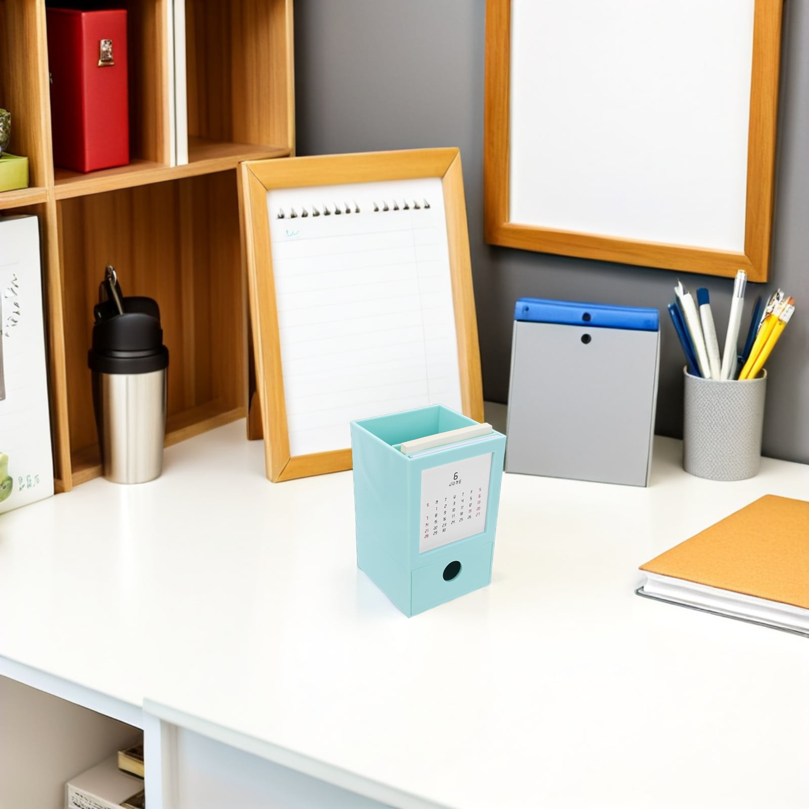 FOMIYES Decorative Desk Calendar, Green Pen Holder, 2026 Planner, Space ...