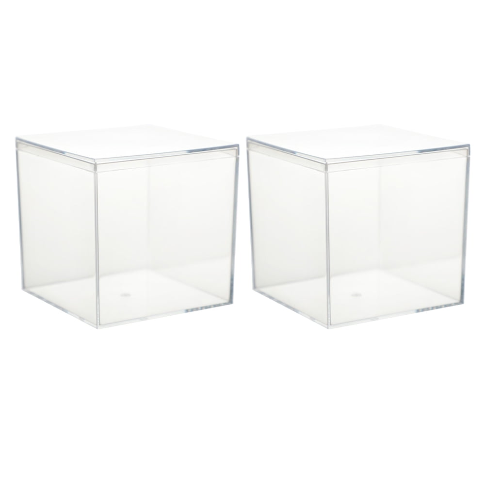 Raindrops 2 Clear Square Cubes Storage Boxes 10x10cm Wedding Candy Gift ...