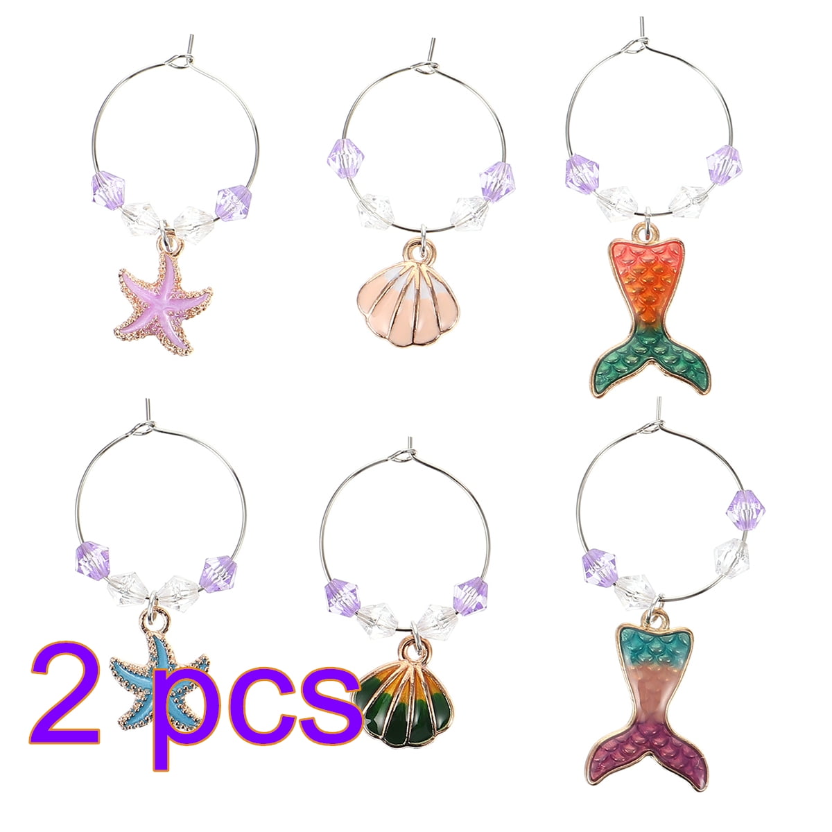 Raindrops 2 PCS Drink Marker Wine Glass Ring Ocean Style Decorations ...