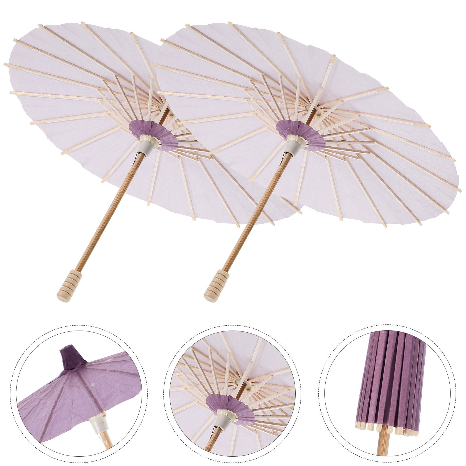 Raindrops 2 Pcs Blank Oiled Paper Umbrella Mini Automatic Windproof ...