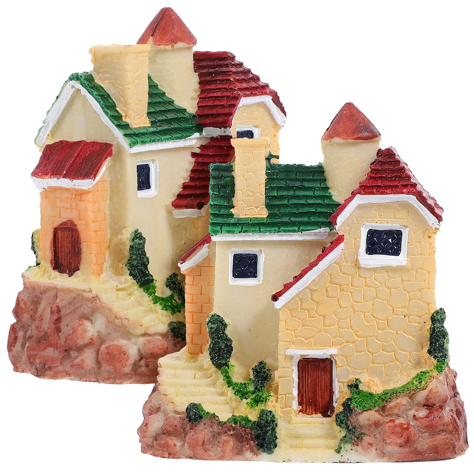 DEMACRIO Mini Resin House Villa Shape Decoration Resin 2Pcs Bedroom ...