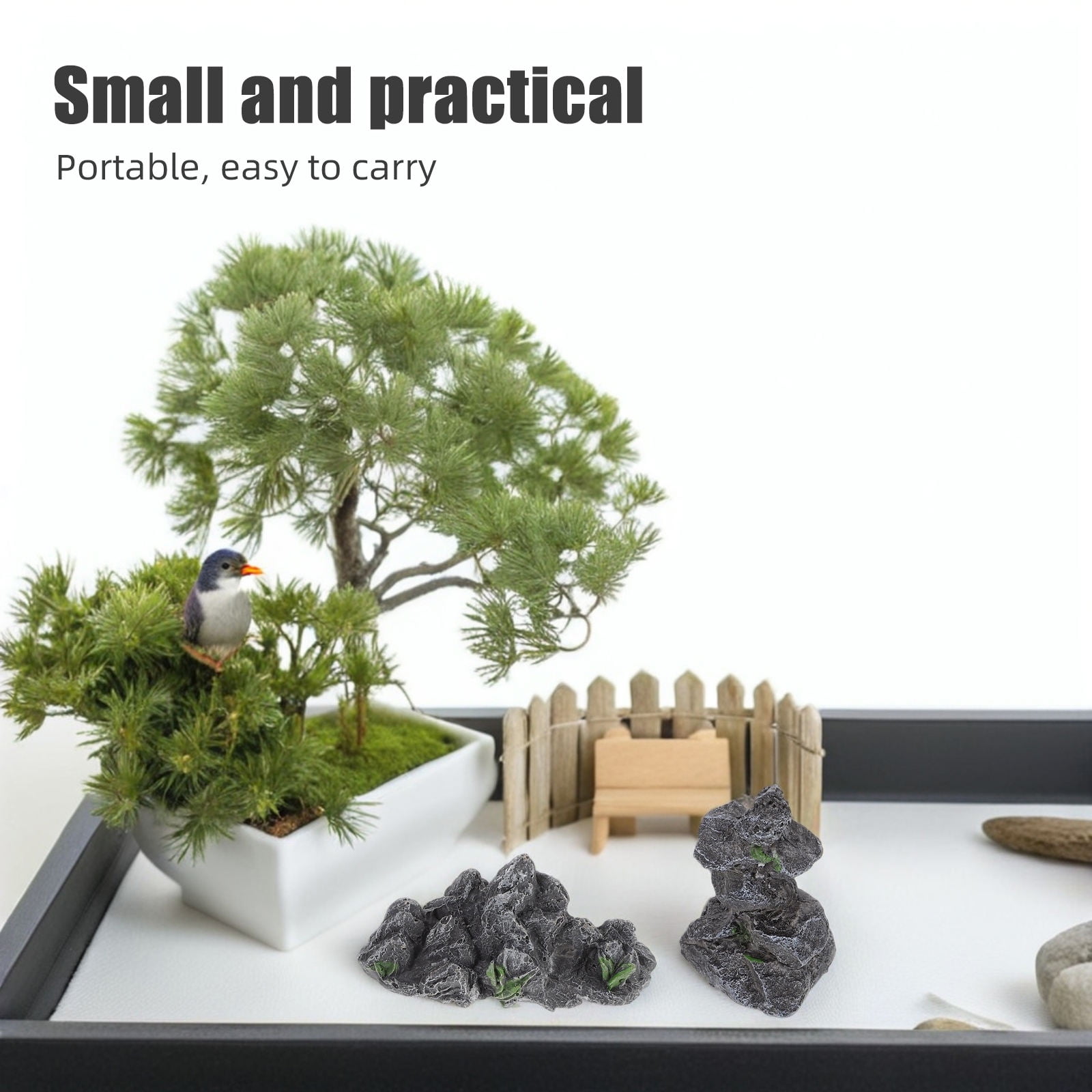 Raindrops 2 Pcs Miniature Rockery Statue Resin Miniature Artificial ...