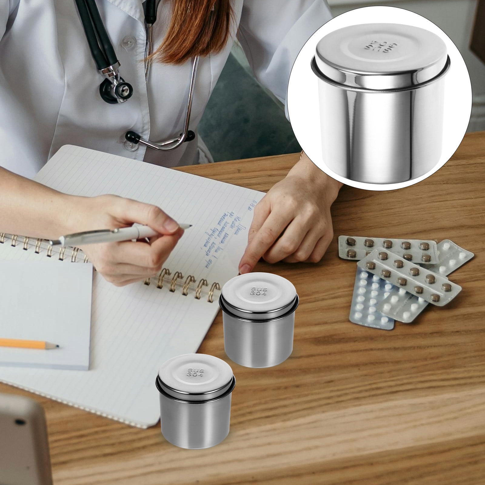 SEWACC Storage Jars 304 Stainless Steel Unguent Storage 2Pcs 3.9In ...