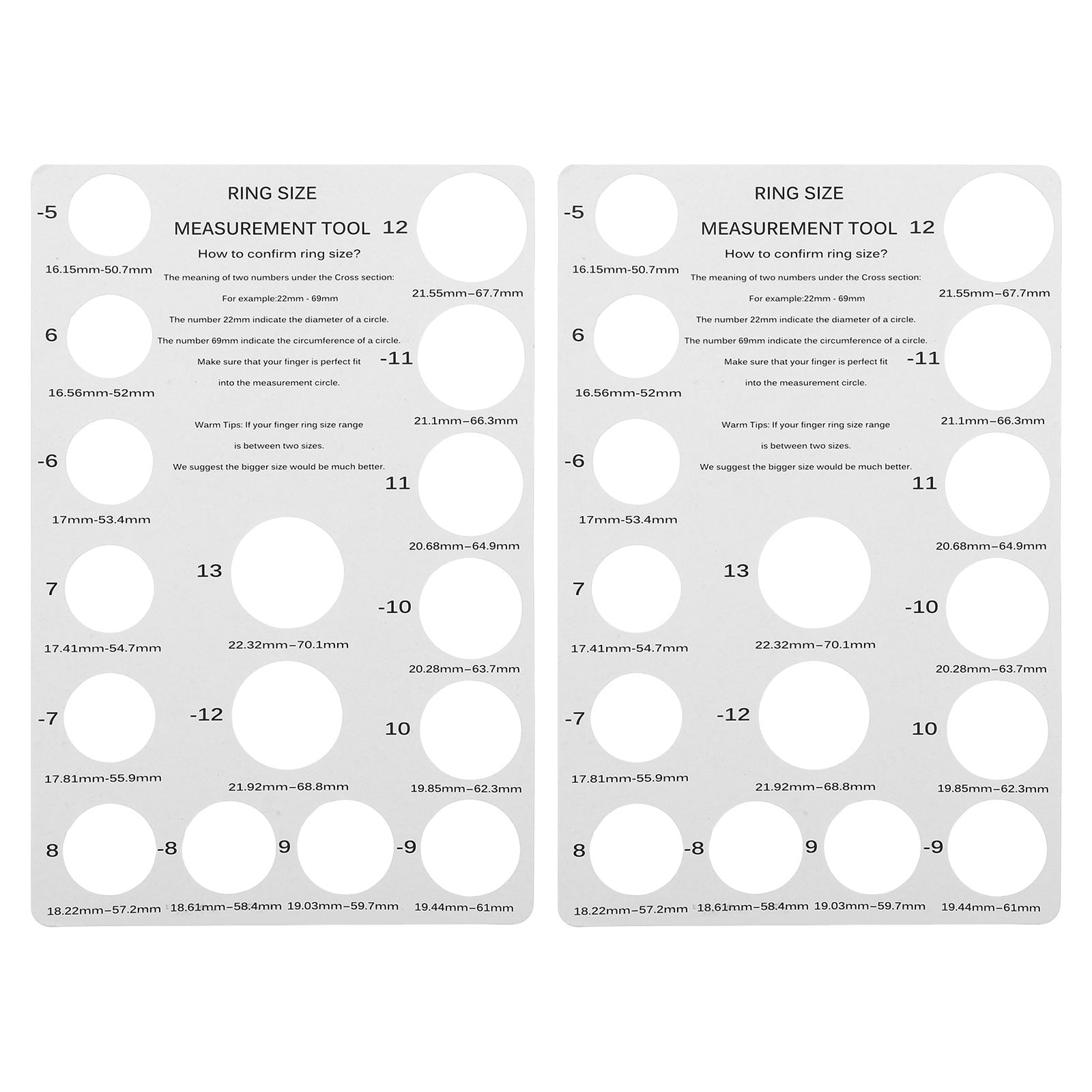 Raindrops 2 Pcs Ring Gauges Finger Sizer Measuring Ring Tool Cardboard ...