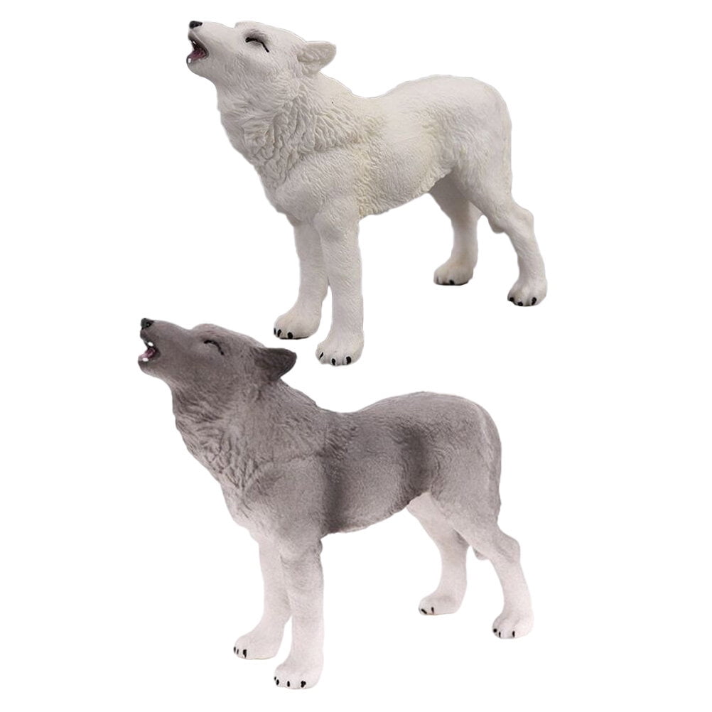 Raindrops 2 Pcs Wolf Model Realistic Animal Models Wildlife Child ...