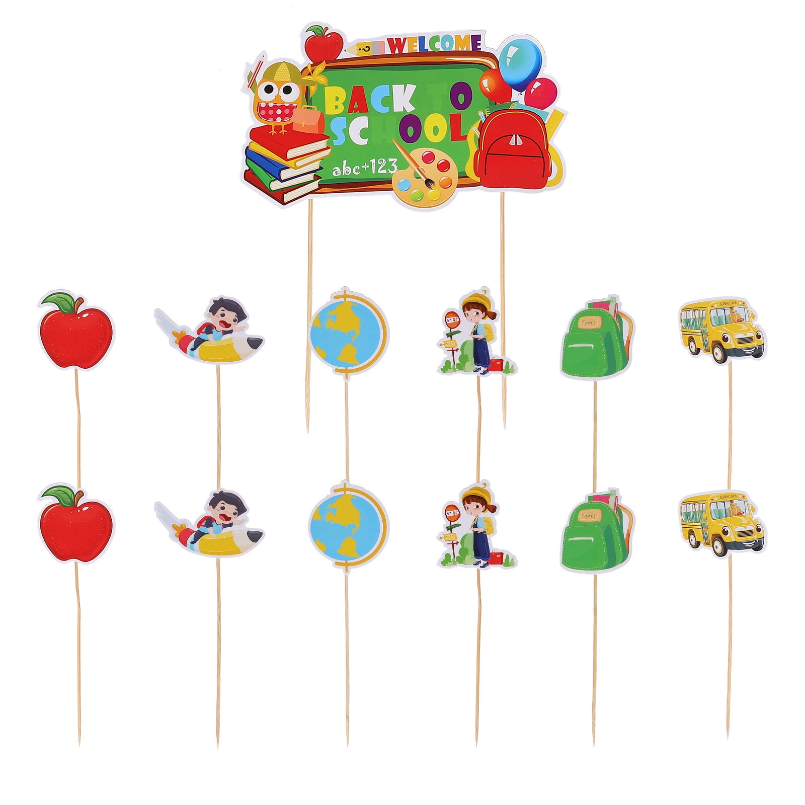 Raindrops 2 Pieces Back School Cake Topper Cupcake Pick Paper ...