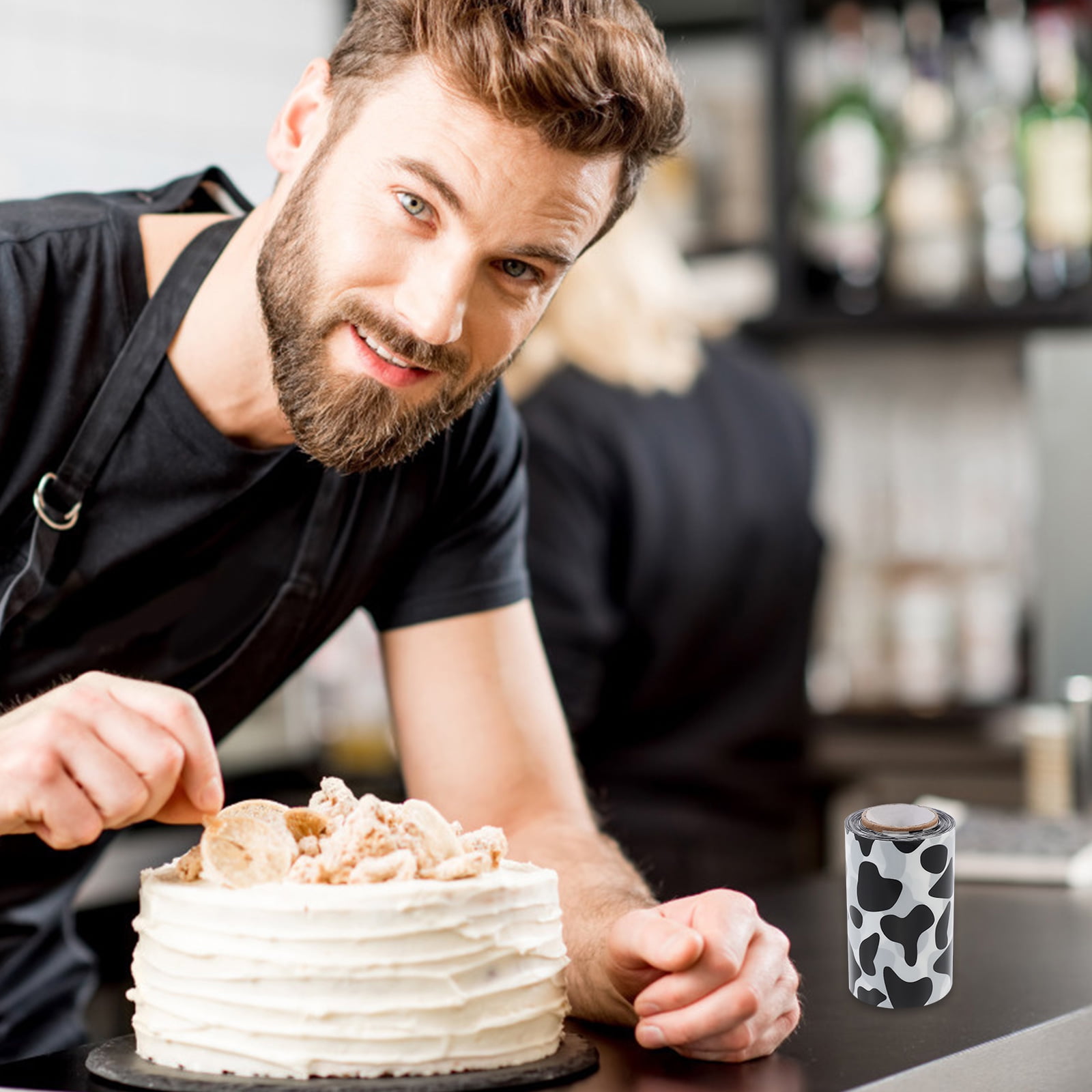 Raindrops 2 Rolls Cow Pattern Cake Rims Creative Cake Surround ...