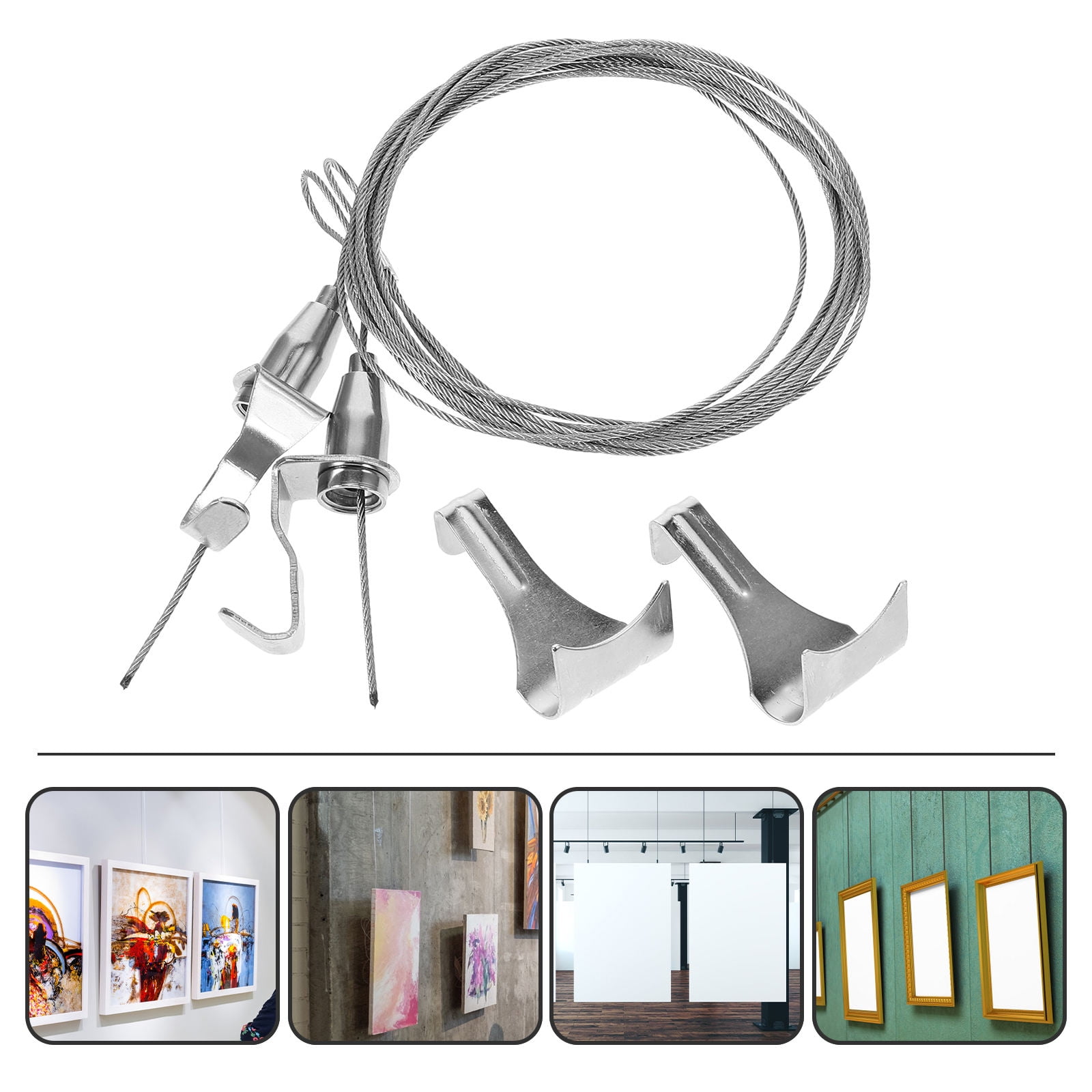 Raindrops 2 Sets Adjustable Wire Rope Picture Hanger Silver Hanging ...