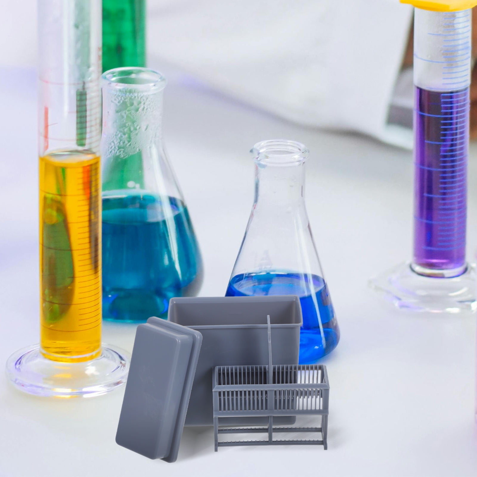 Raindrops 2 Sets Microscope Slide Staining Jar And Rack multi-Positions ...