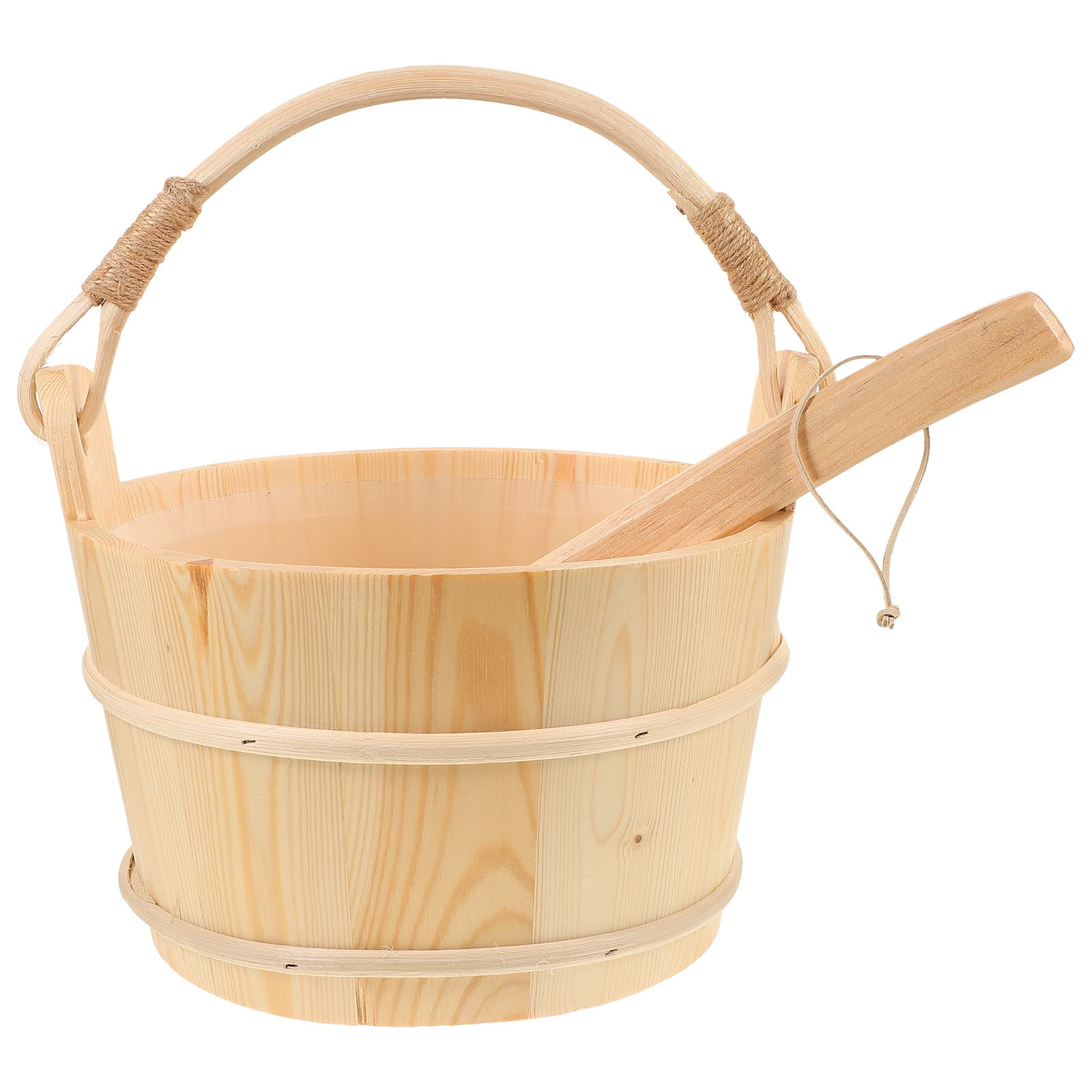 Raindrops 2 Sets Sauna Bucket with Ladle Wooden Sauna Bucket and Ladle ...