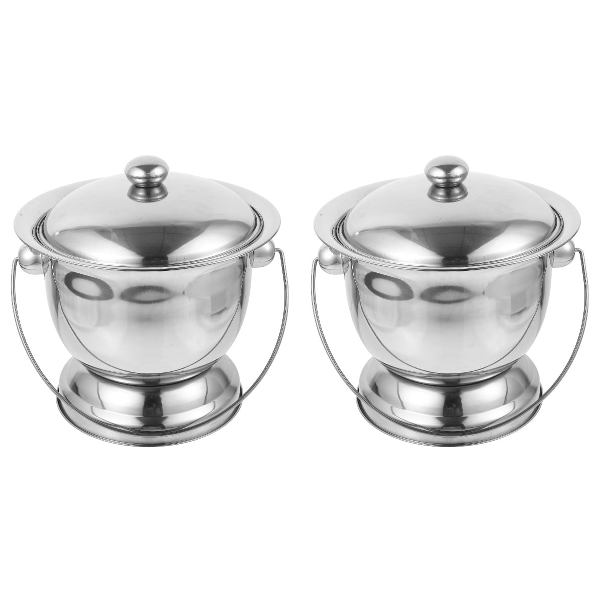 Raindrops 2 Sets of Chamber Pot Metal Urine Bucket with Lid Portable ...