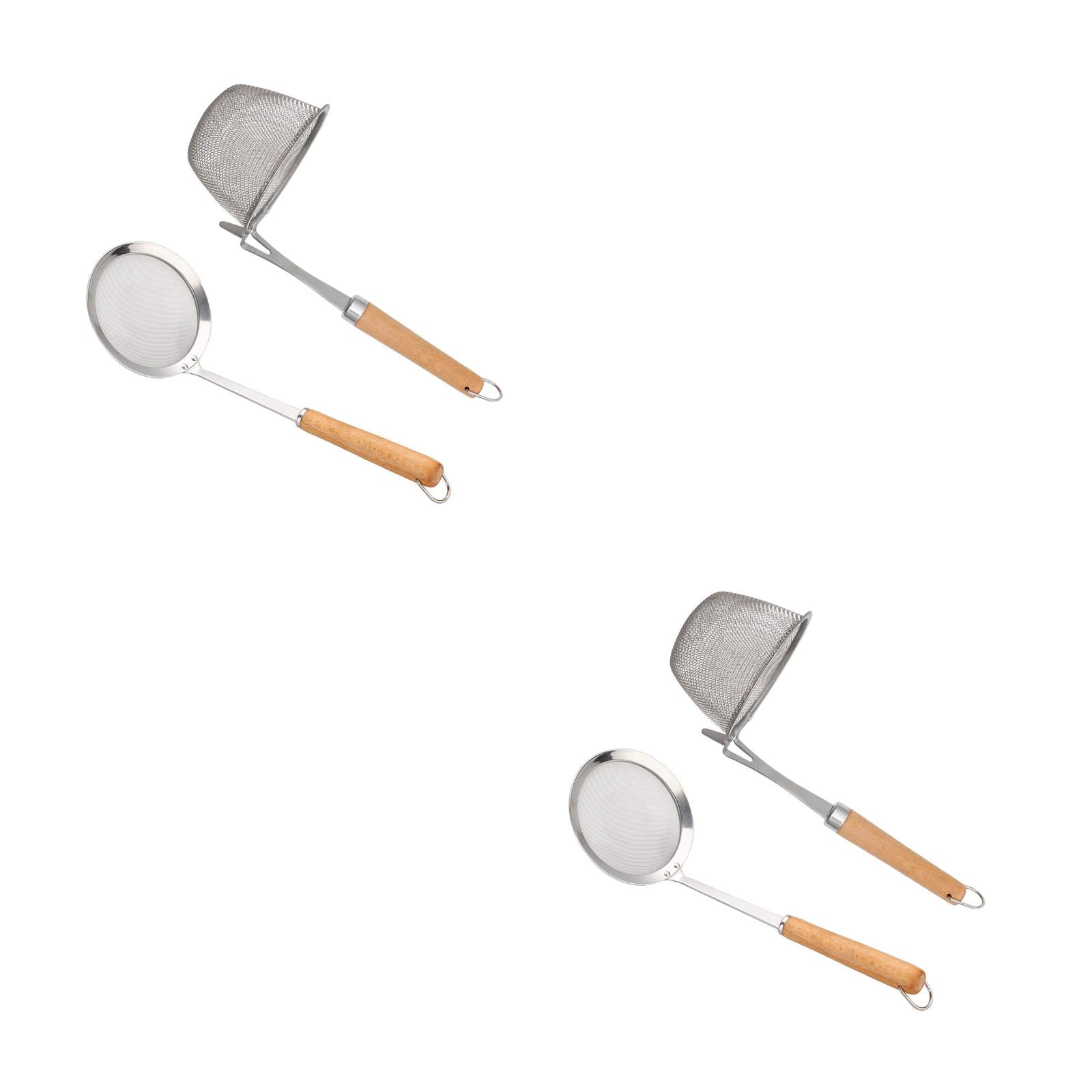 Raindrops 2 Sets of Wooden Handle Colander Strainer Spoon Sieve Kitchen ...