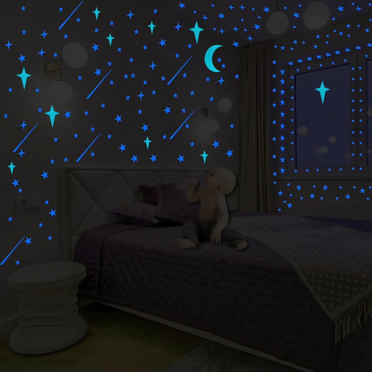 Raindrops 2 Sheets Decals Stickers for Kids Glow-in-the-dark Wall Child ...