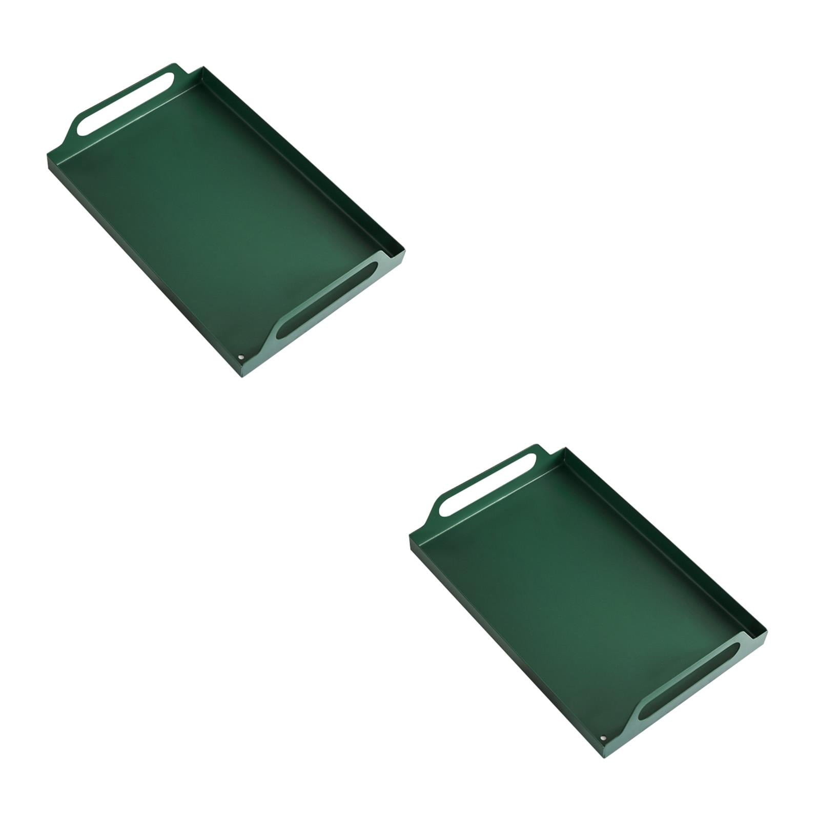 Raindrops 2 pcs Metal Rectangular Tray with Handles Iron Serving Tray ...
