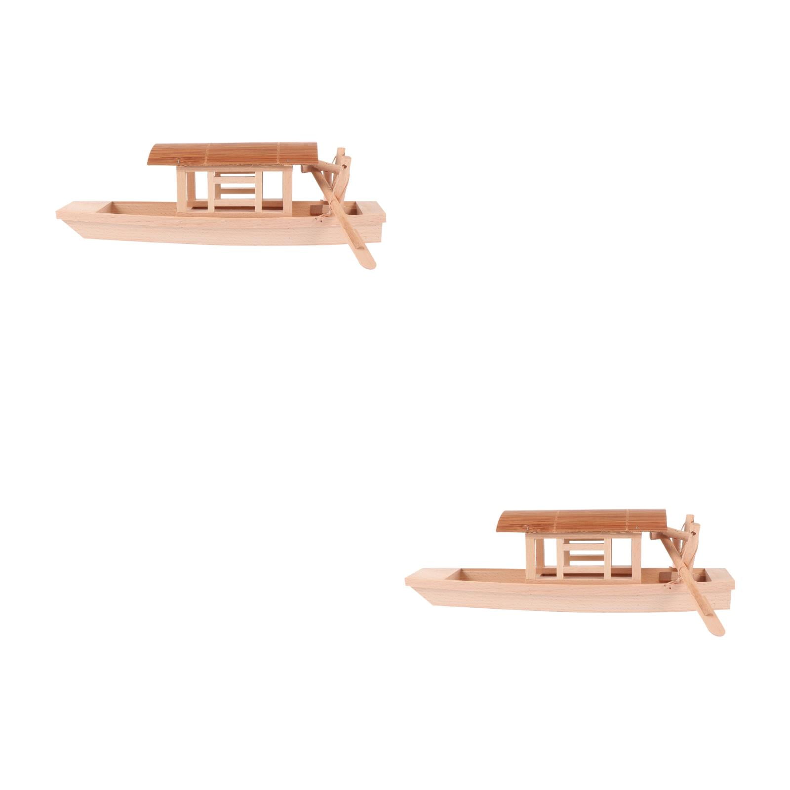 Raindrops 2 pcs Wooden Mini Boat Model Small Wooden Fishing Boat Small ...