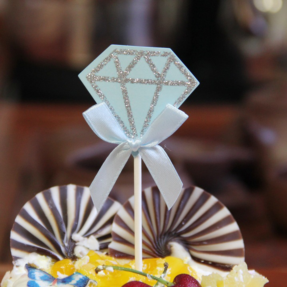 Raindrops 20 PCS Party Flag Birthday Cake Toppers Glitter Powder Insert ...