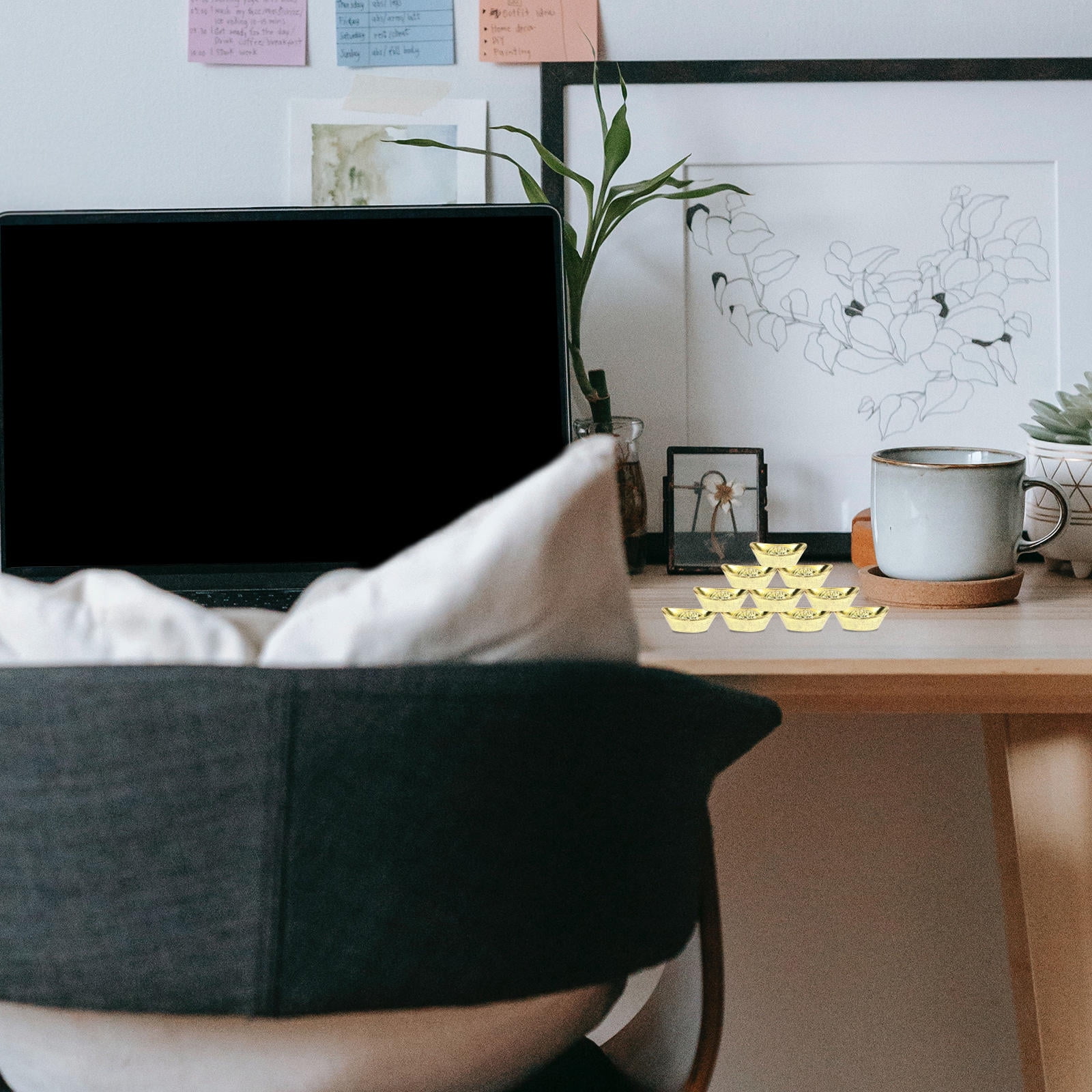 Raindrops 20 Pcs Desktop Gold Ingot Decorations Ingot Statue Office 2x1cm Golden - Walmart.com