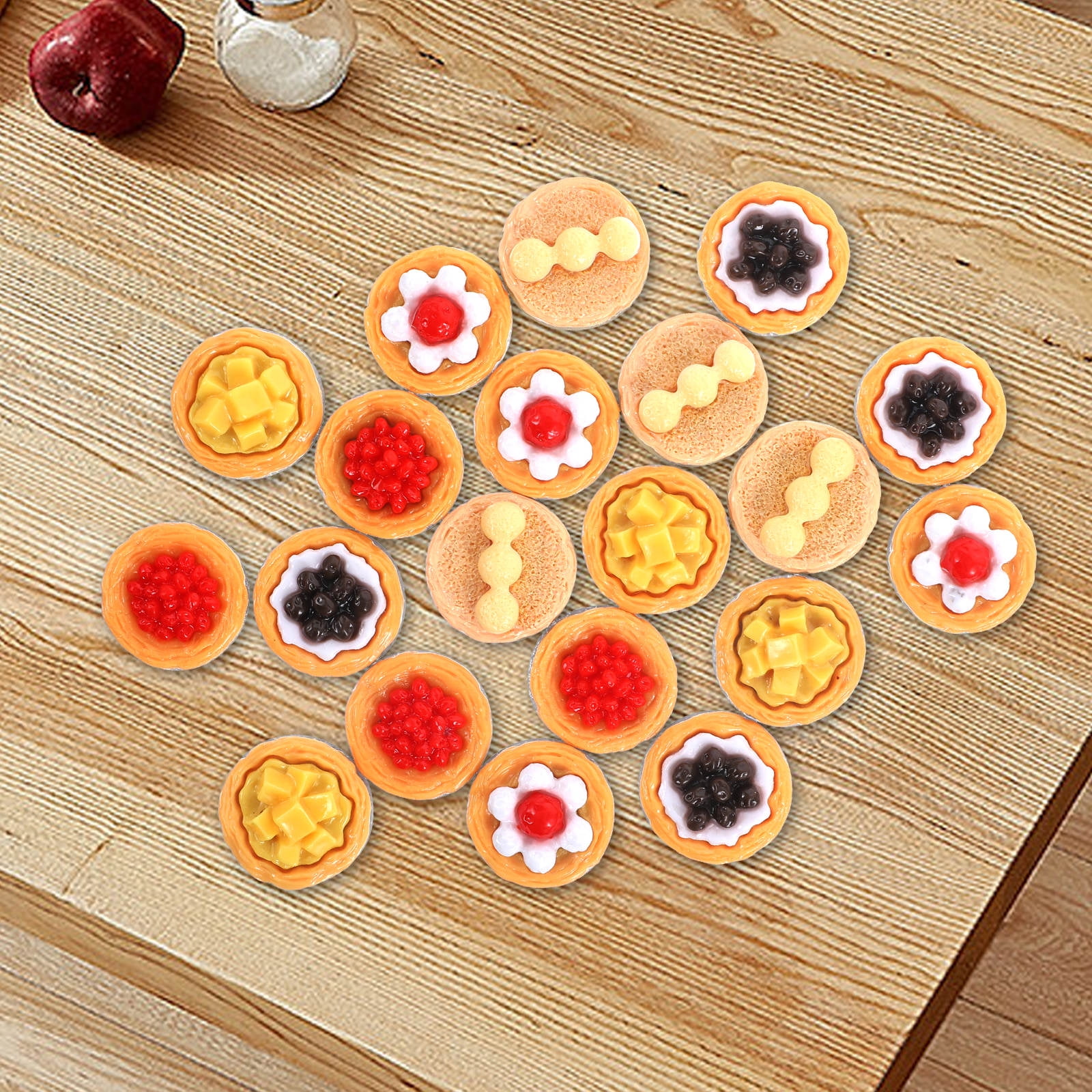 Raindrops 20 Pcs Mini Realistic Food Display Props Fake Egg Tart Model ...