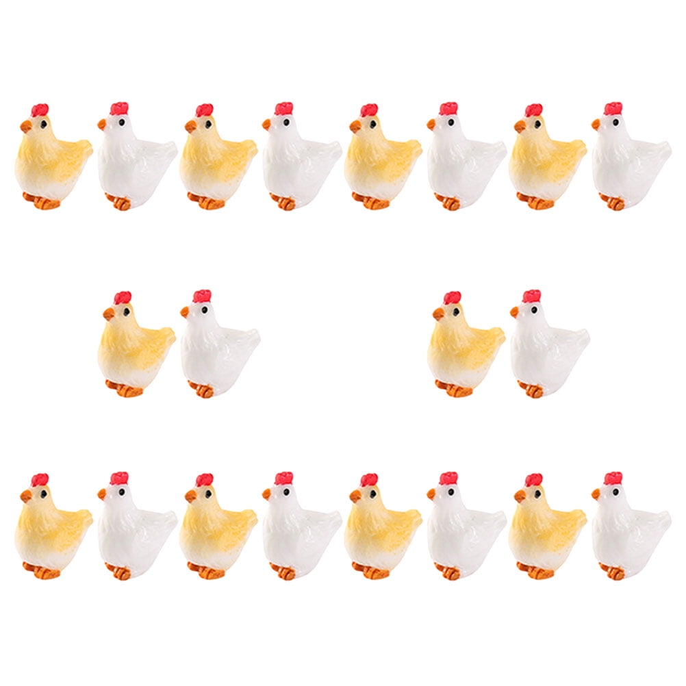Raindrops 20 Pcs Mini Rooster Hen Miniatures Minis Chicken Micro Scene ...