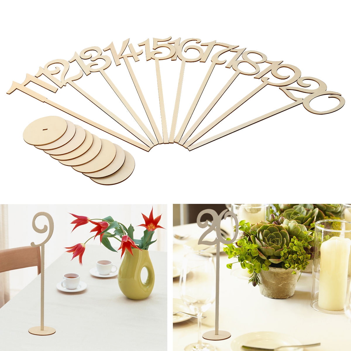 Raindrops 20 Pcs Signs Seating Wooden Rustic Decor Reception Banquet ...