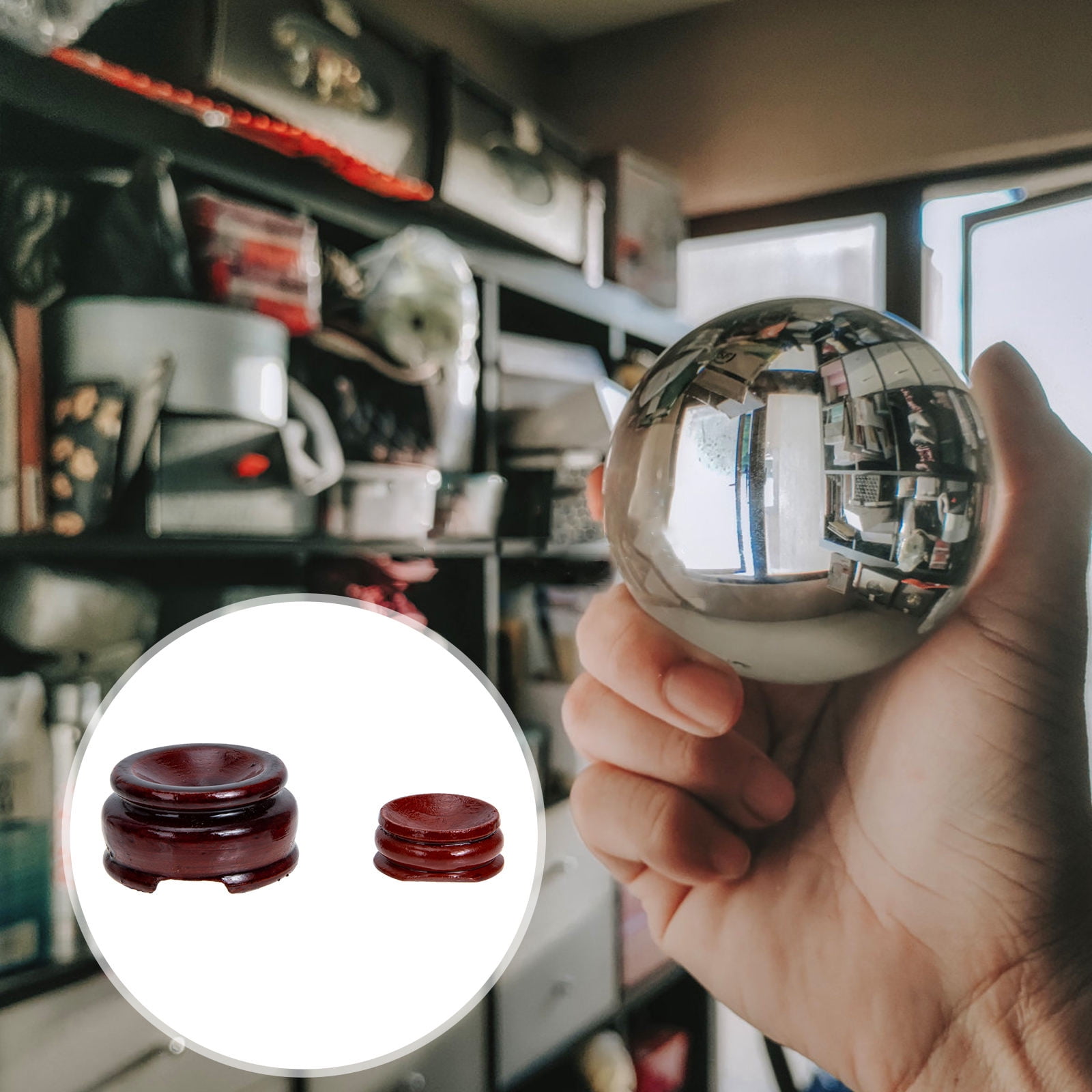 Raindrops 20 Pcs Wooden Base Accessories Sphere Stand Bases Globe Brown ...