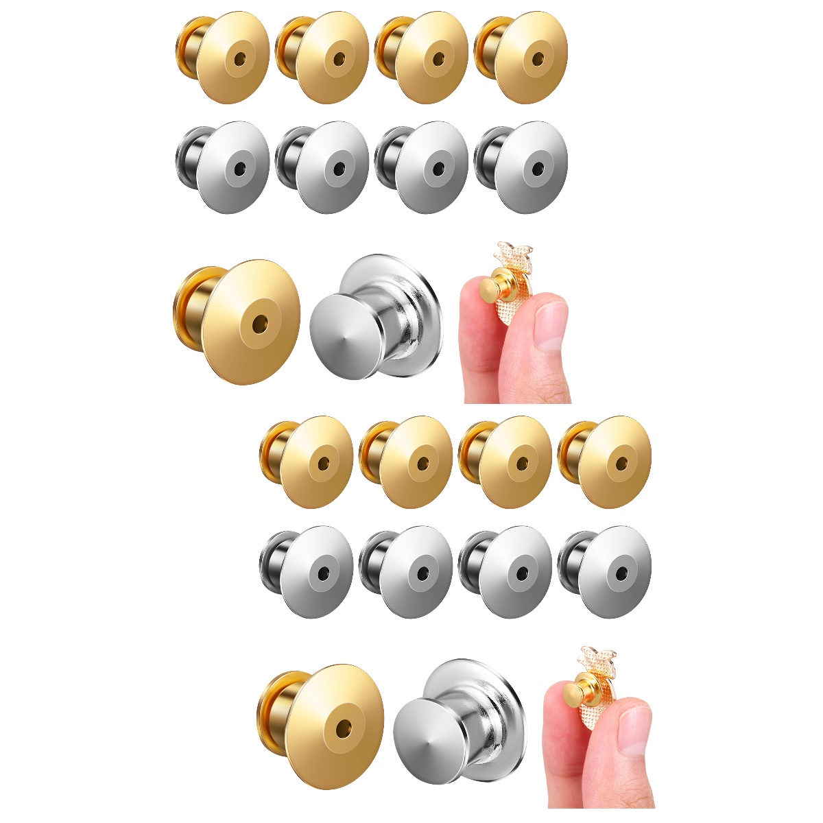 Raindrops 20 pcs Pin Back Lock Clamp Replaceable Pin Back Metal Locking ...