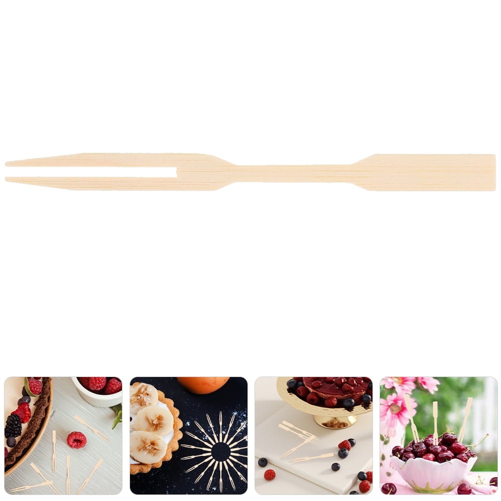 Raindrops 200 Pcs Bamboo Forks Mini Food Picks Bamboo Fruits Picks Mini ...