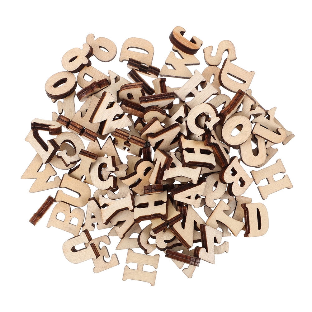 Raindrops 200Pcs Handmade Wood Crafts Wooden Letter Cutouts Beige Plain ...