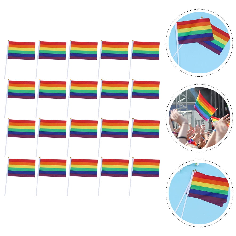 Raindrops 20Pcs Handheld Rainbow Flags Gay Pride Rainbow Flags Flags ...