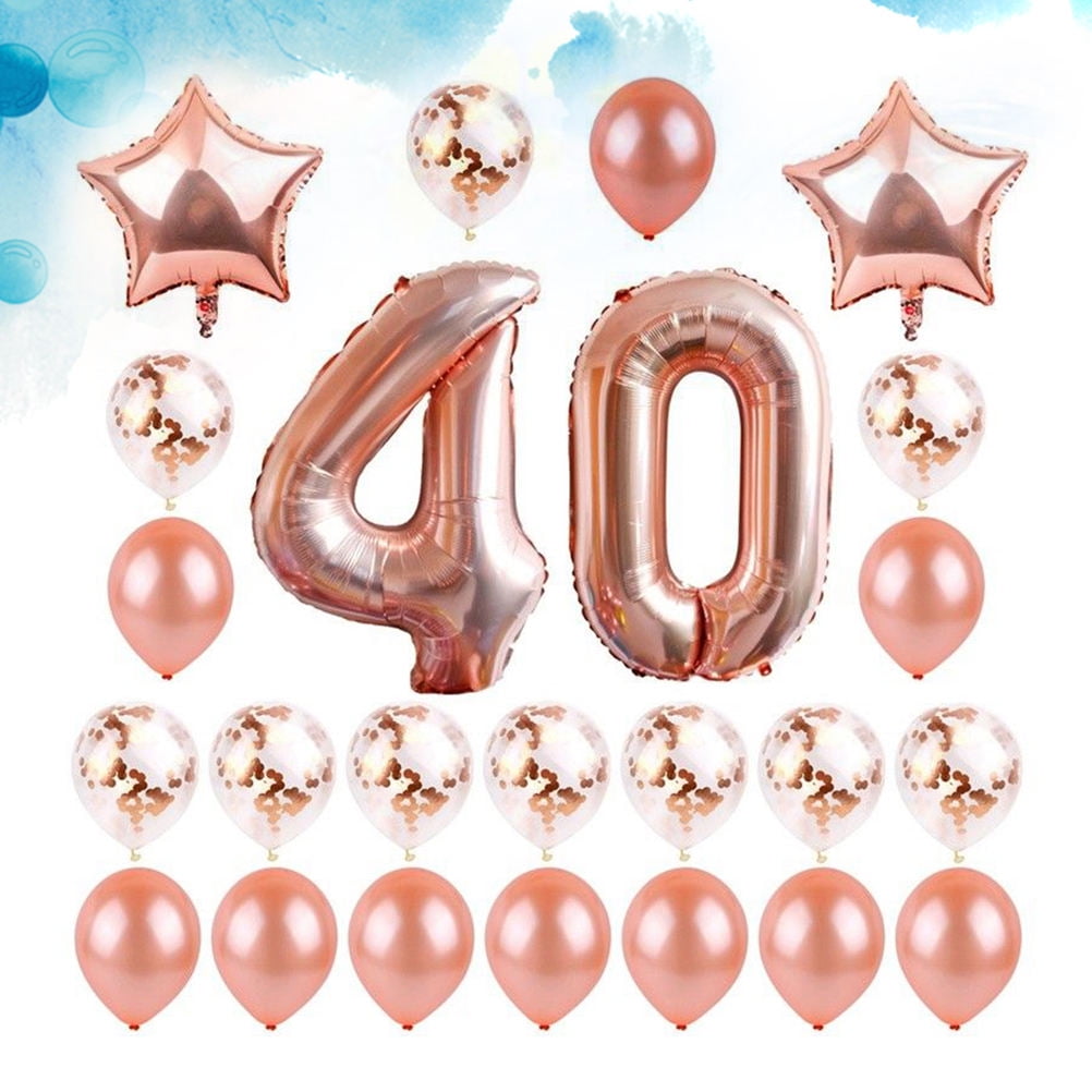 Raindrops 24 Pcs 40 Balloon 40th Birthday Supplies Rose Gold Balloons ...