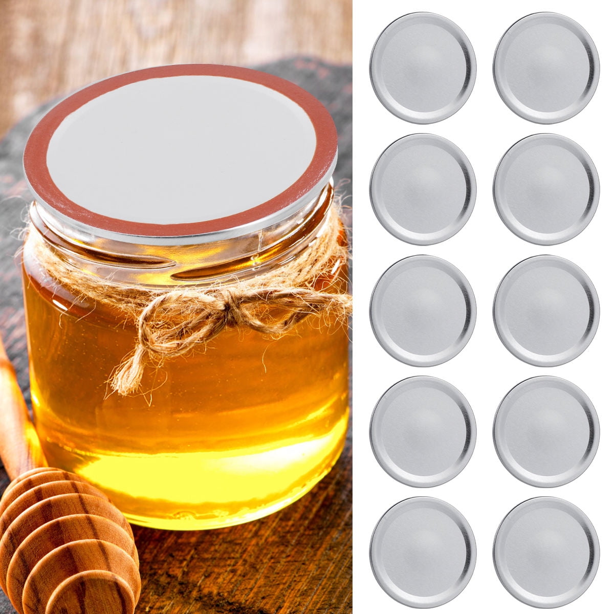 Raindrops 24Pcs Wide Mouth Jar Lid Mason Jar Lids Silver Tinplate for ...